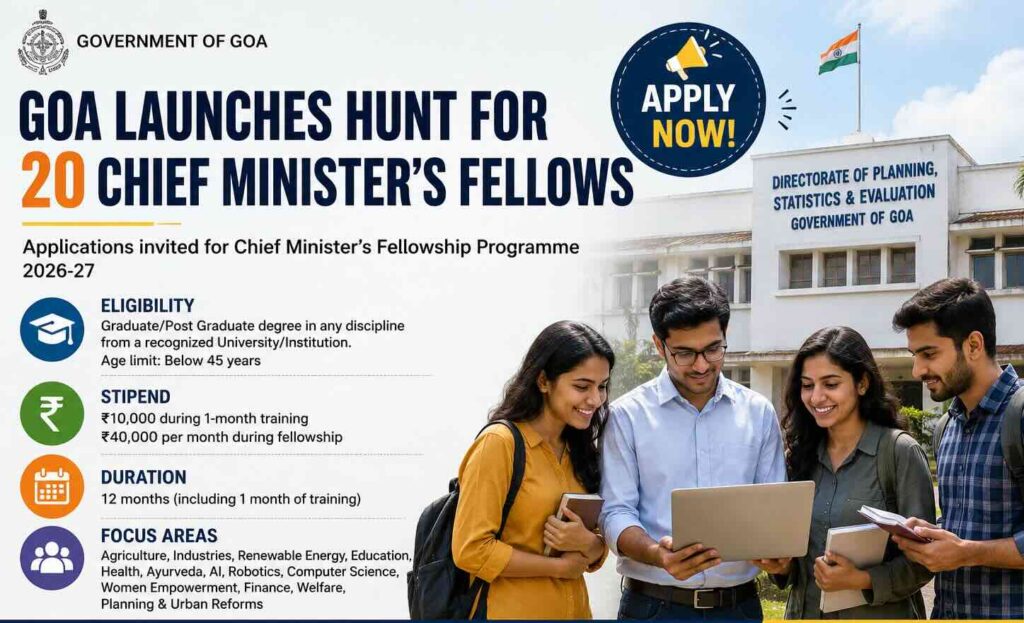 Goa govt invites applications for 20 Chief Minister’s Fellowship posts ...